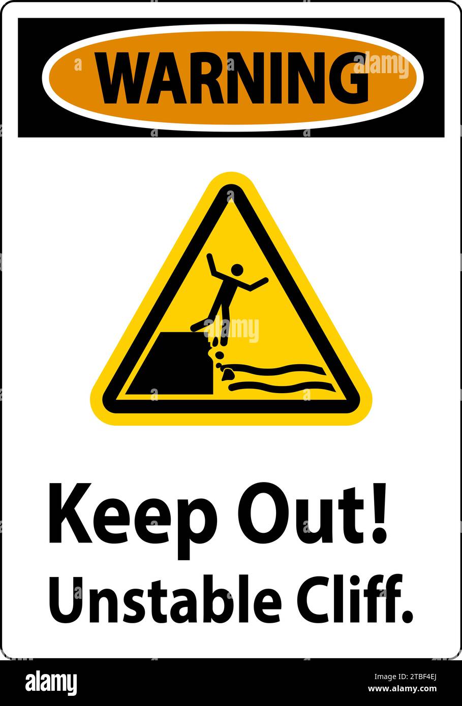 Warning Sign, Keep Out Unstable Cliff Stock Vector Image & Art - Alamy