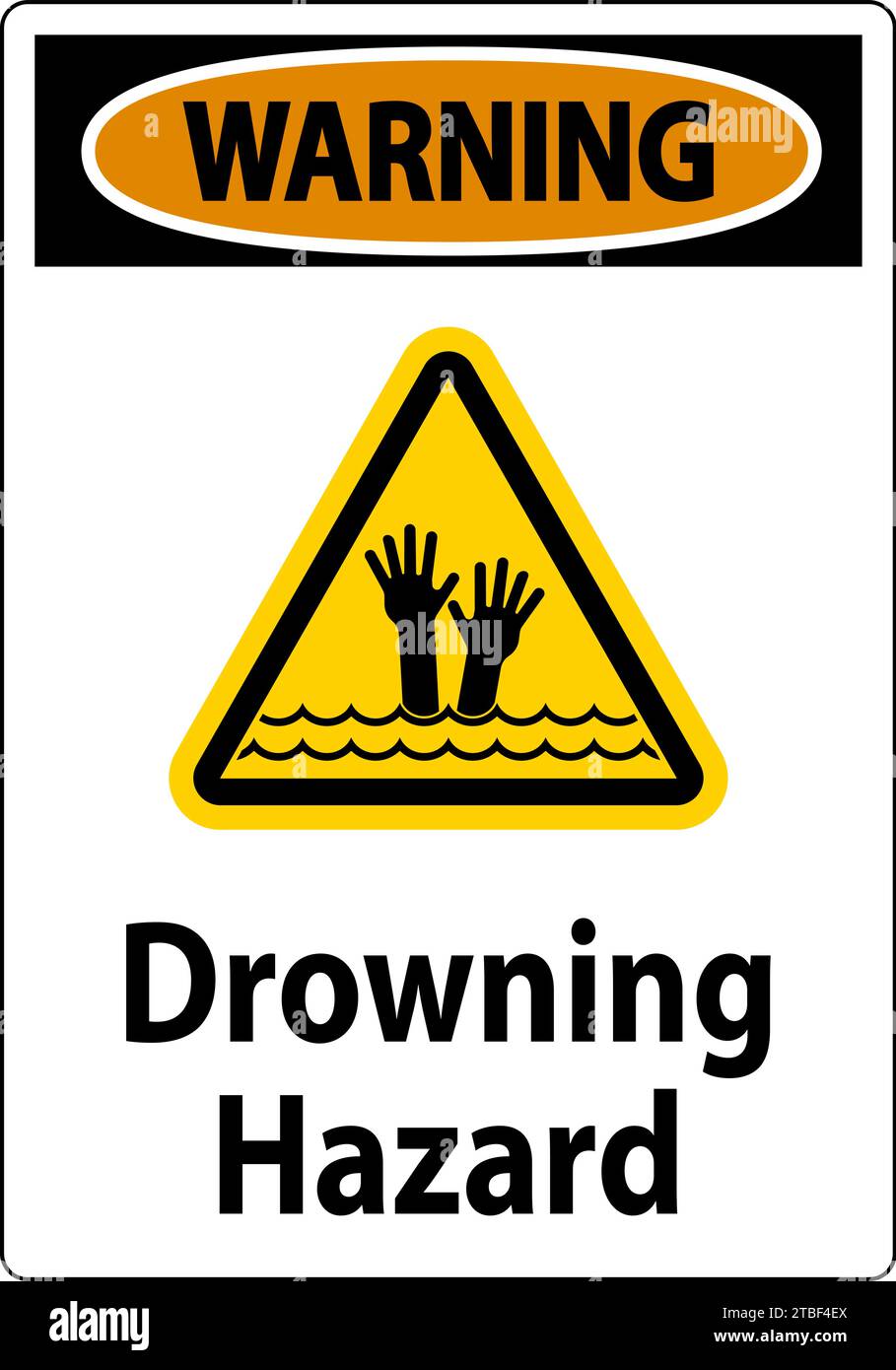 Beach Safety Sign Warning - Drowning Hazard Stock Vector Image & Art ...