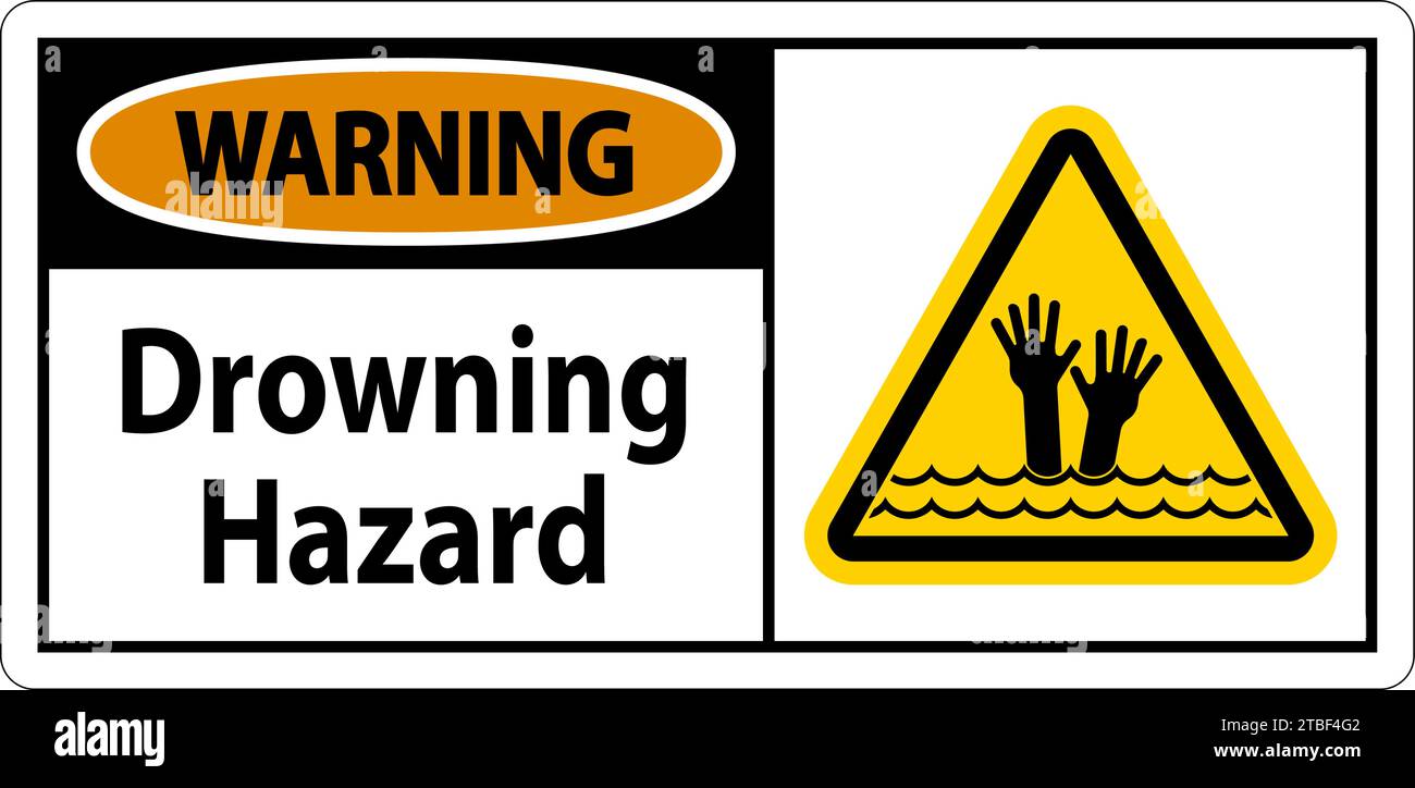 Beach Safety Sign Warning - Drowning Hazard Stock Vector Image & Art ...