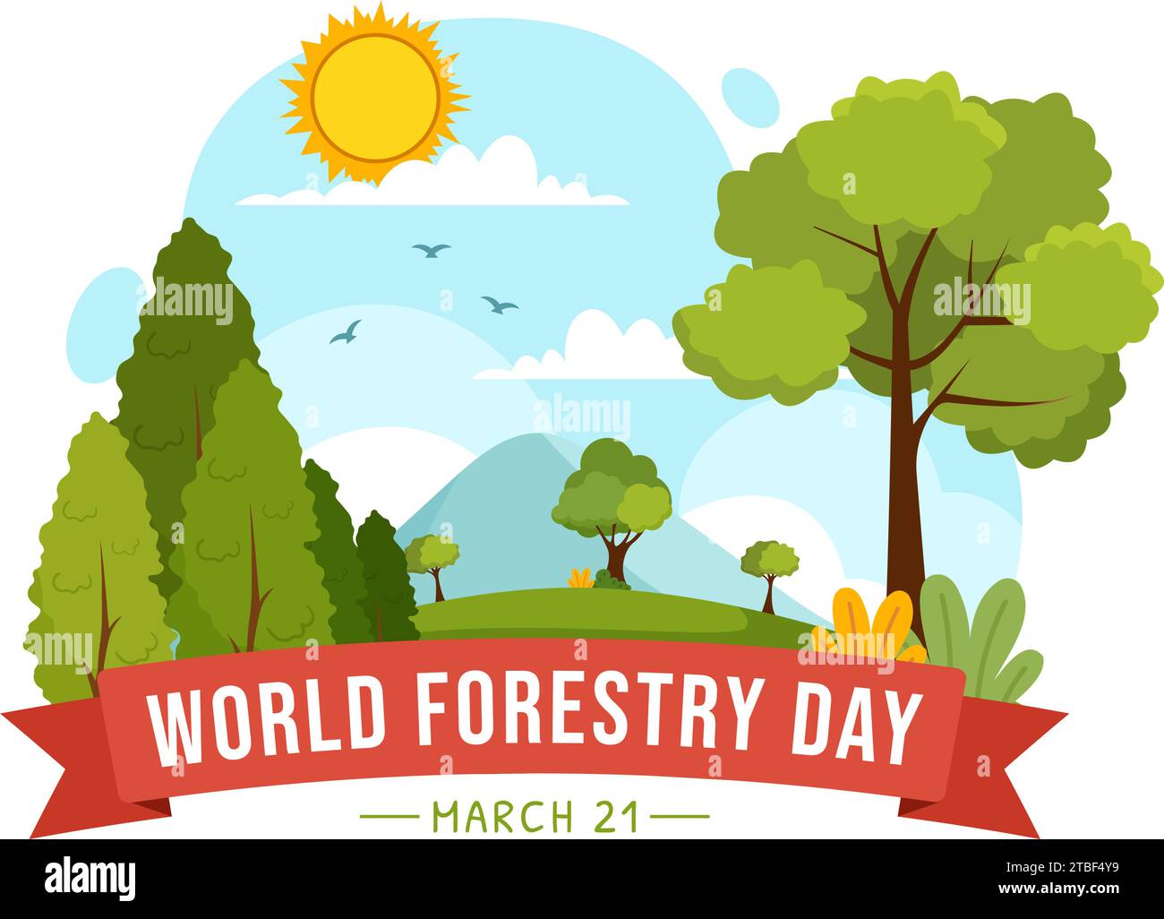 International Forest Day Vector Illustration on 21 March with Plants ...
