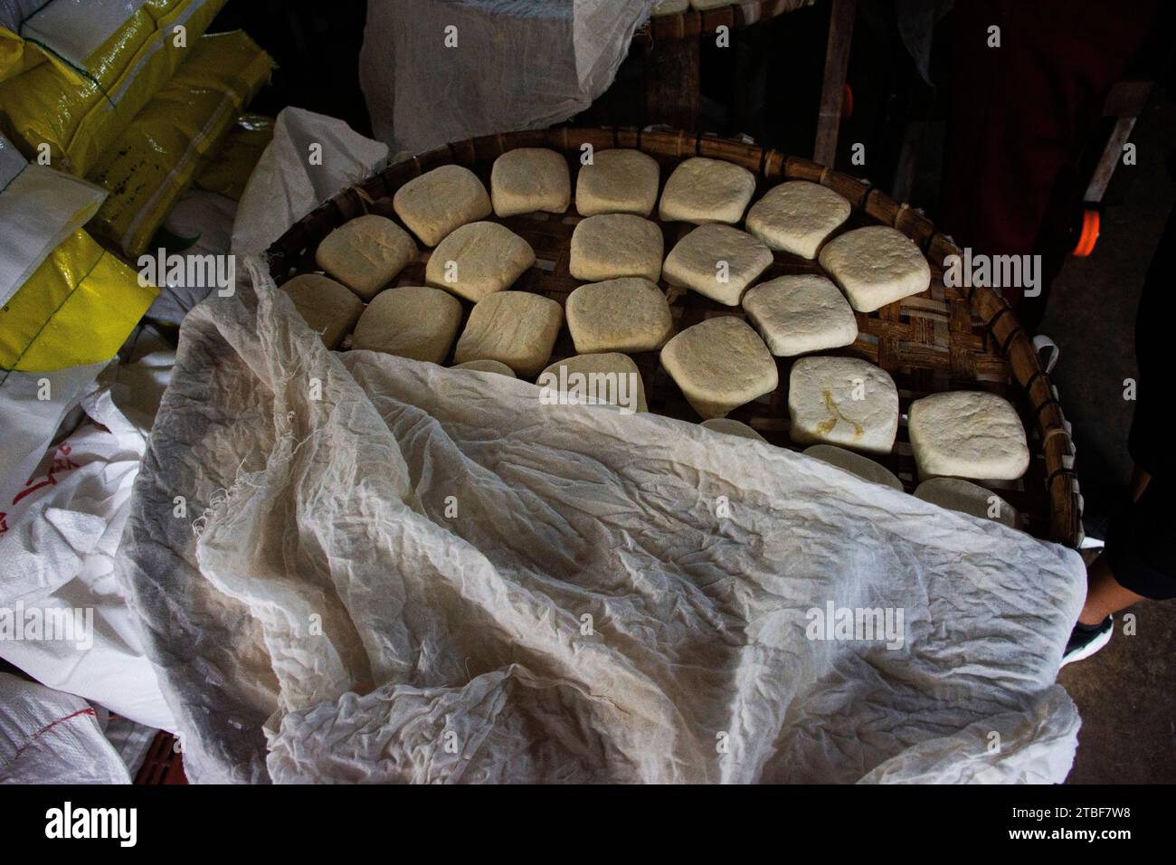 Local tofu factory and antique process manufacturer bean curd or ...