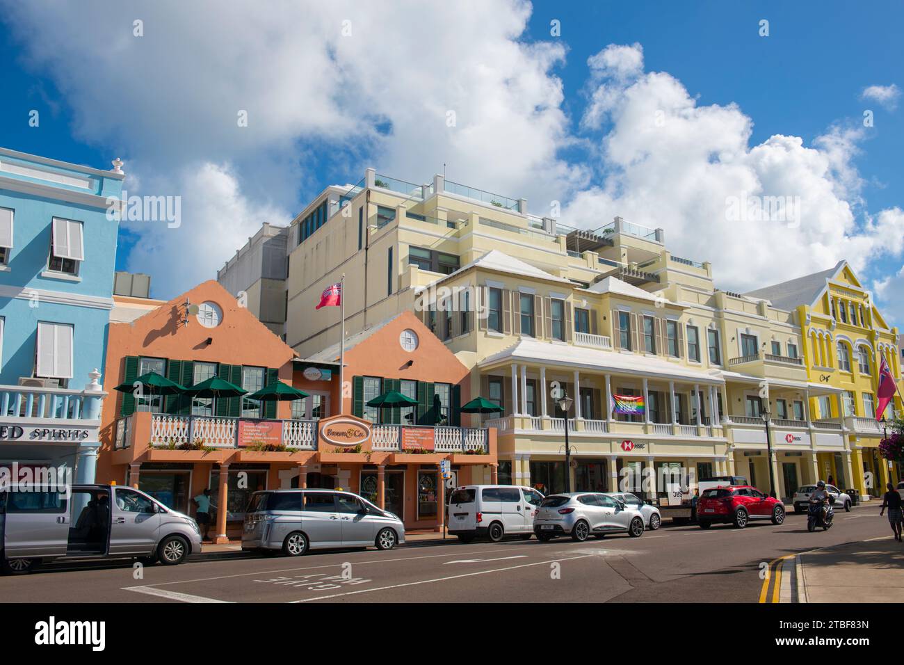 Front Street historic commercial buildings in Hamilton city center in ...