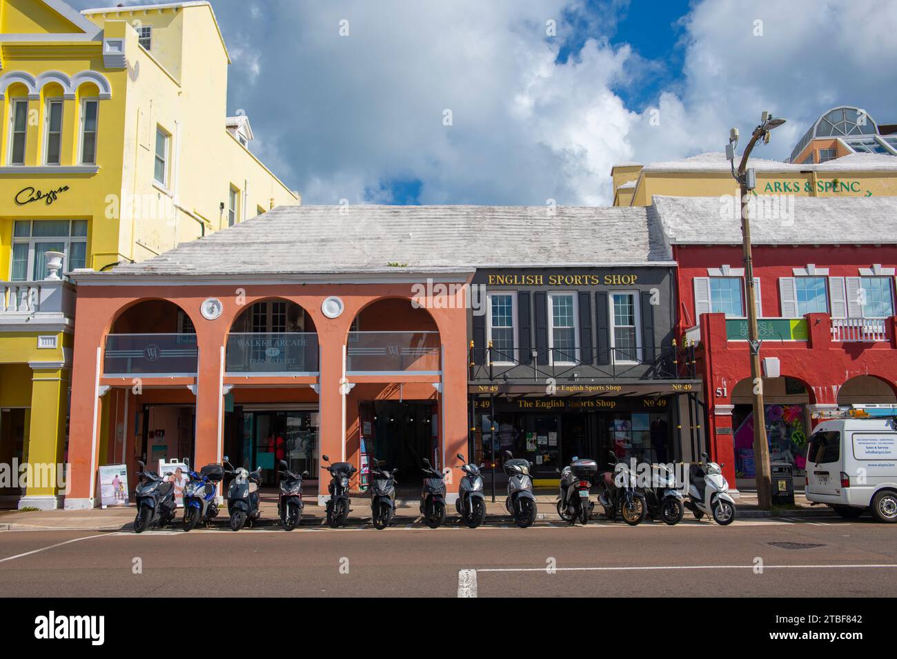 Front Street historic commercial buildings in Hamilton city center in ...