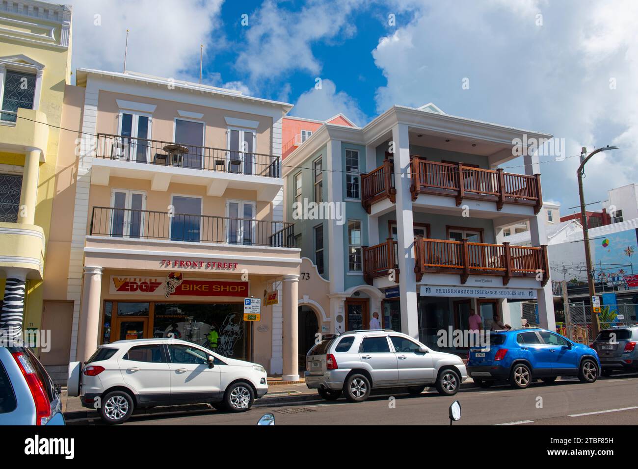 Front Street historic commercial buildings in Hamilton city center in ...