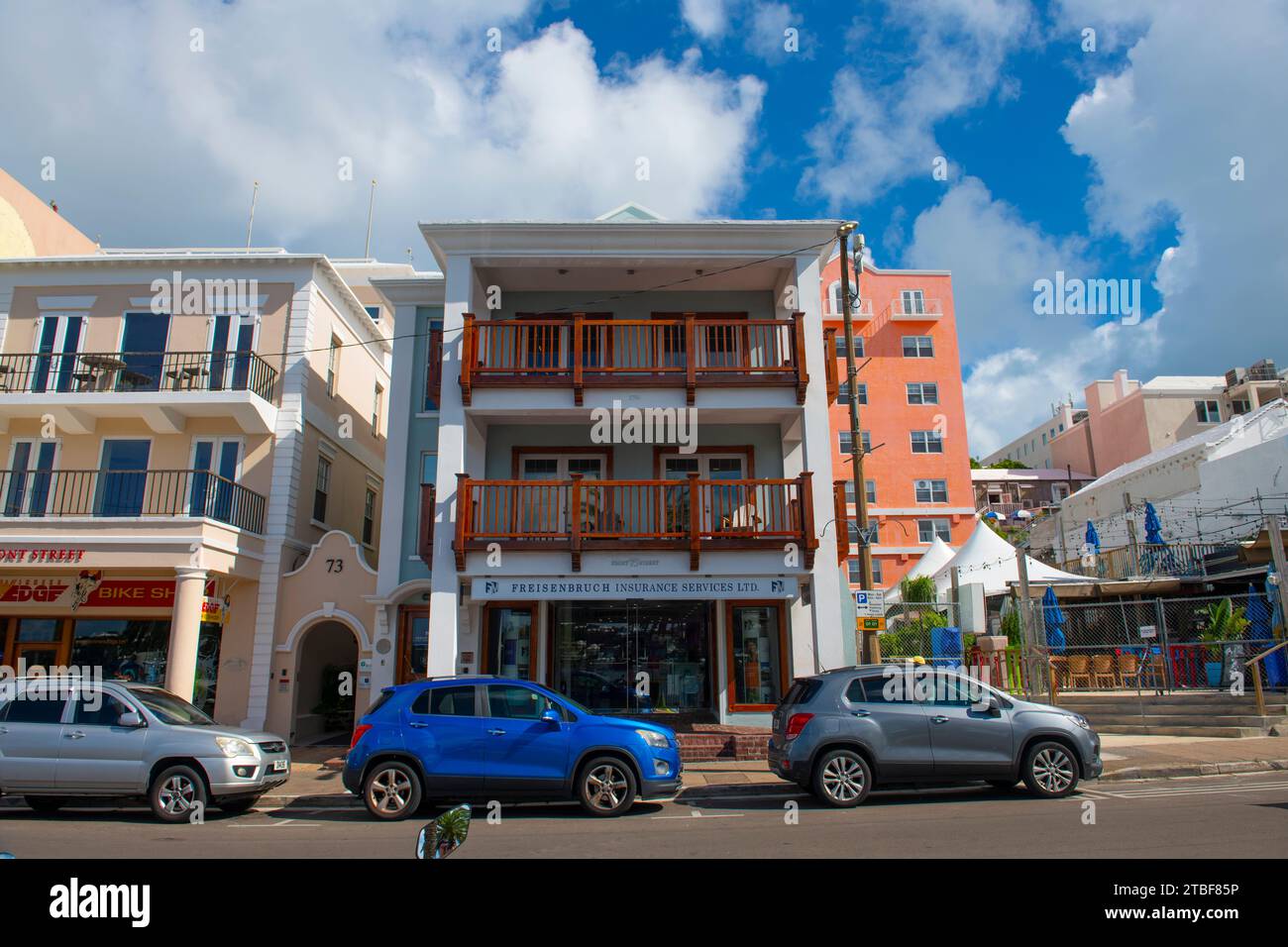 Front Street historic commercial buildings in Hamilton city center in ...