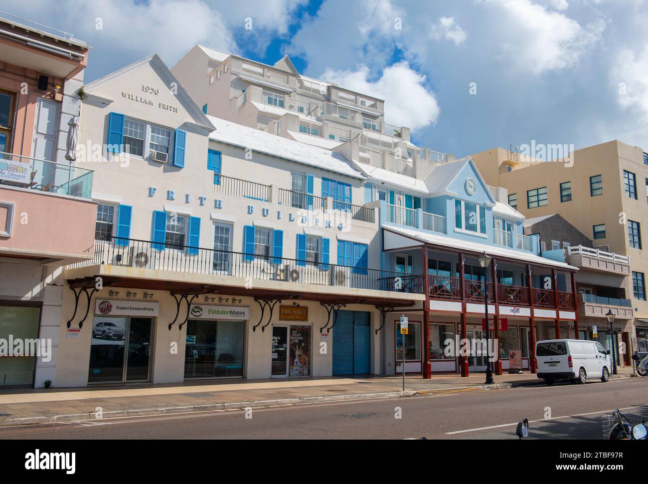 Front Street historic commercial buildings in Hamilton city center in ...