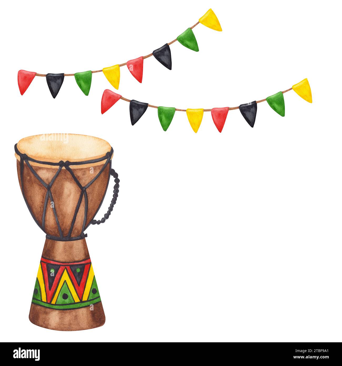Postcard African drum tam tam, Bongo, musical instrument. Colorful ...