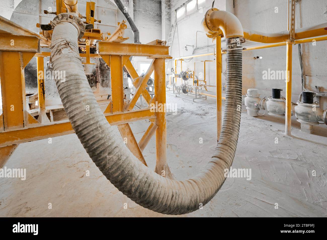 Fuel burning device of tubular rotary kiln at calx factory Stock Photo ...