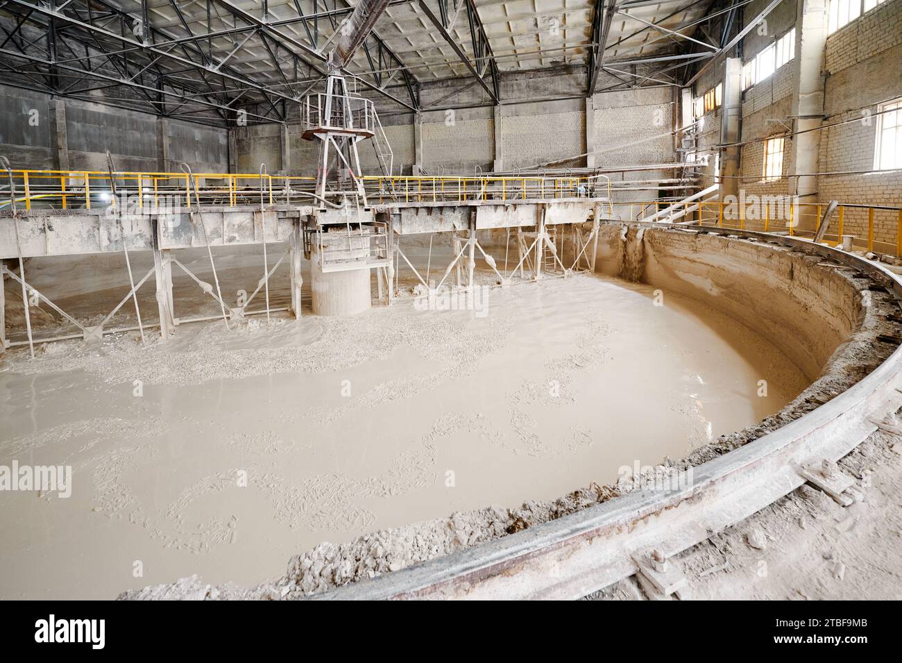 Sludge preparation pool for gas silica blocks at factory Stock Photo ...