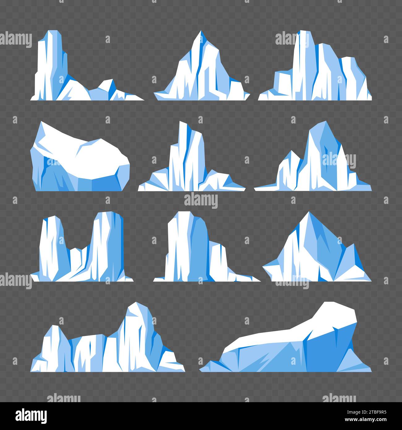 Floating icebergs collection. Drifting arctic glacier, block of frozen ...