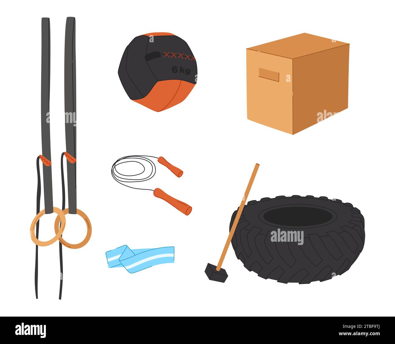 Vector workout objects set. Gym equipment flat design. Collection on ...