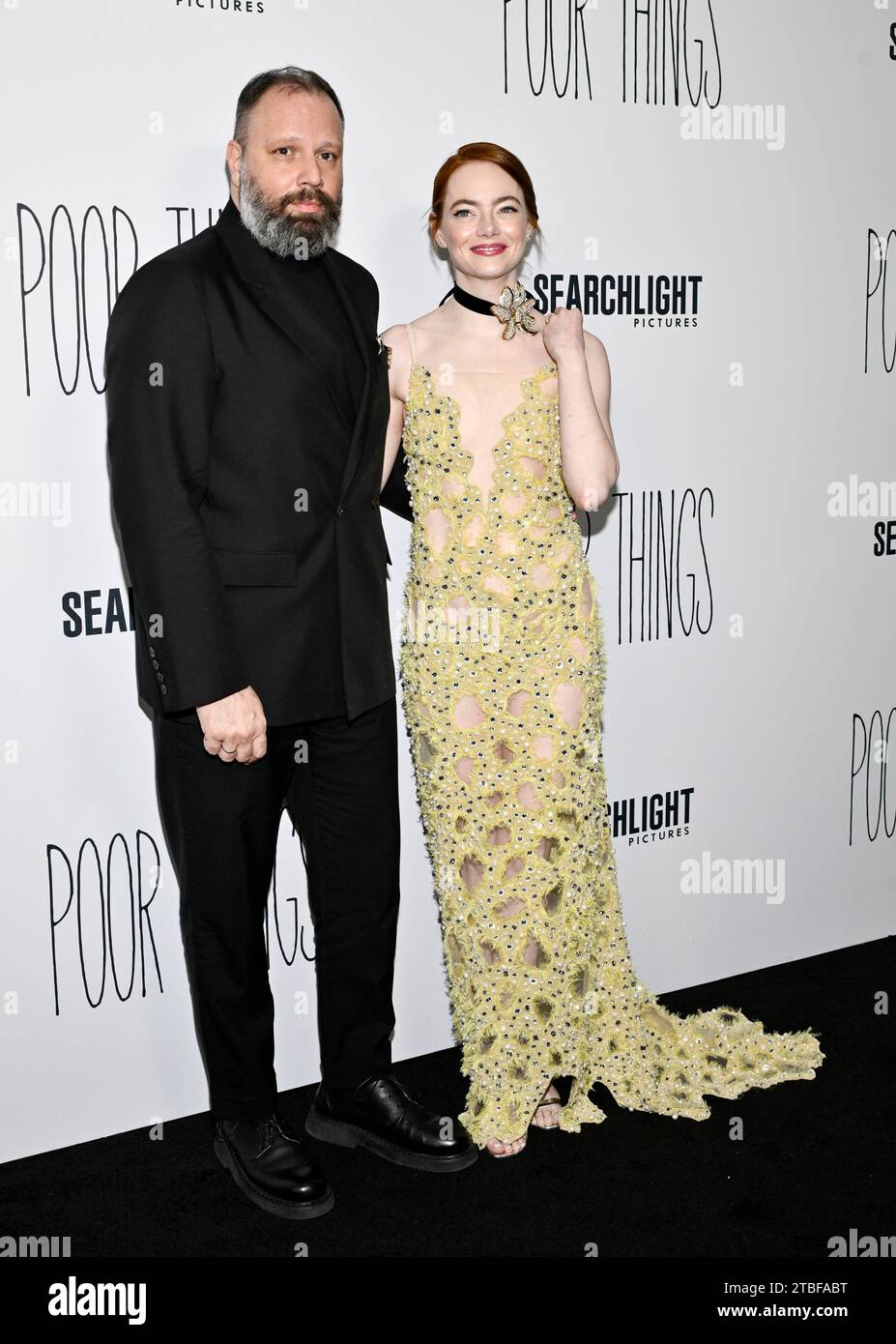 Director Yorgos Lanthimos, left, and actor Emma Stone attend the ...