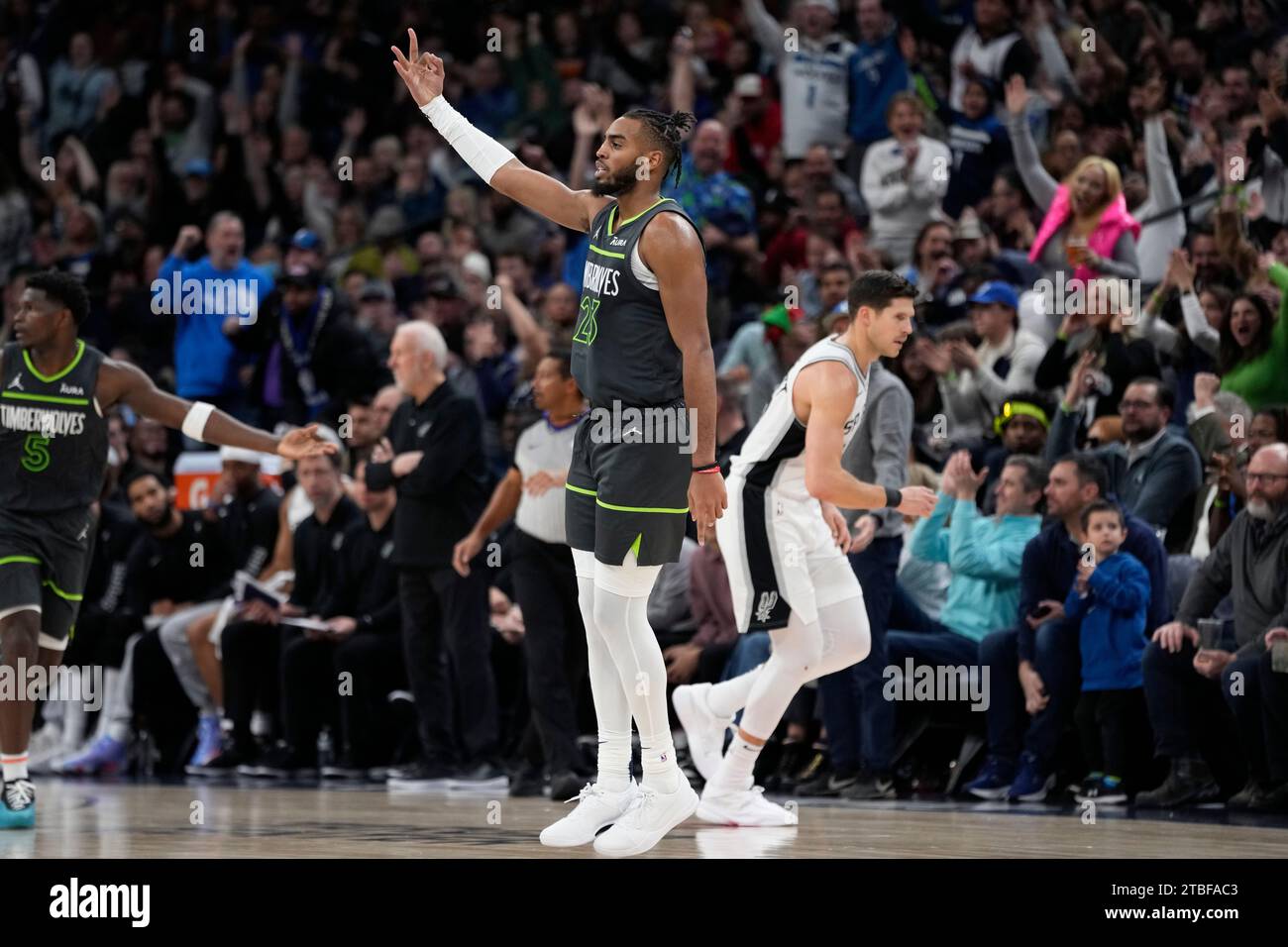 Minnesota Timberwolves forward Troy Brown Jr. (23) celebrates after ...