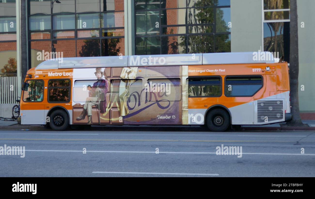 Los Angeles, California, USA 5th December 2023 Warner Bros. Wonka Bus ...
