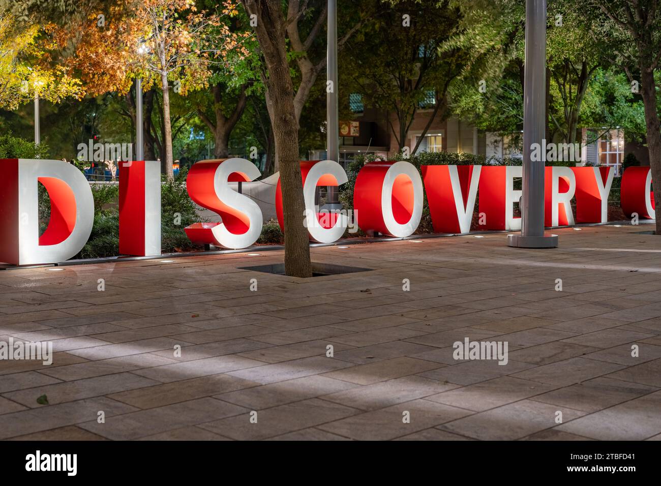 Red and gray three-dimensional 3d letters forming the word DISCOVERY ...