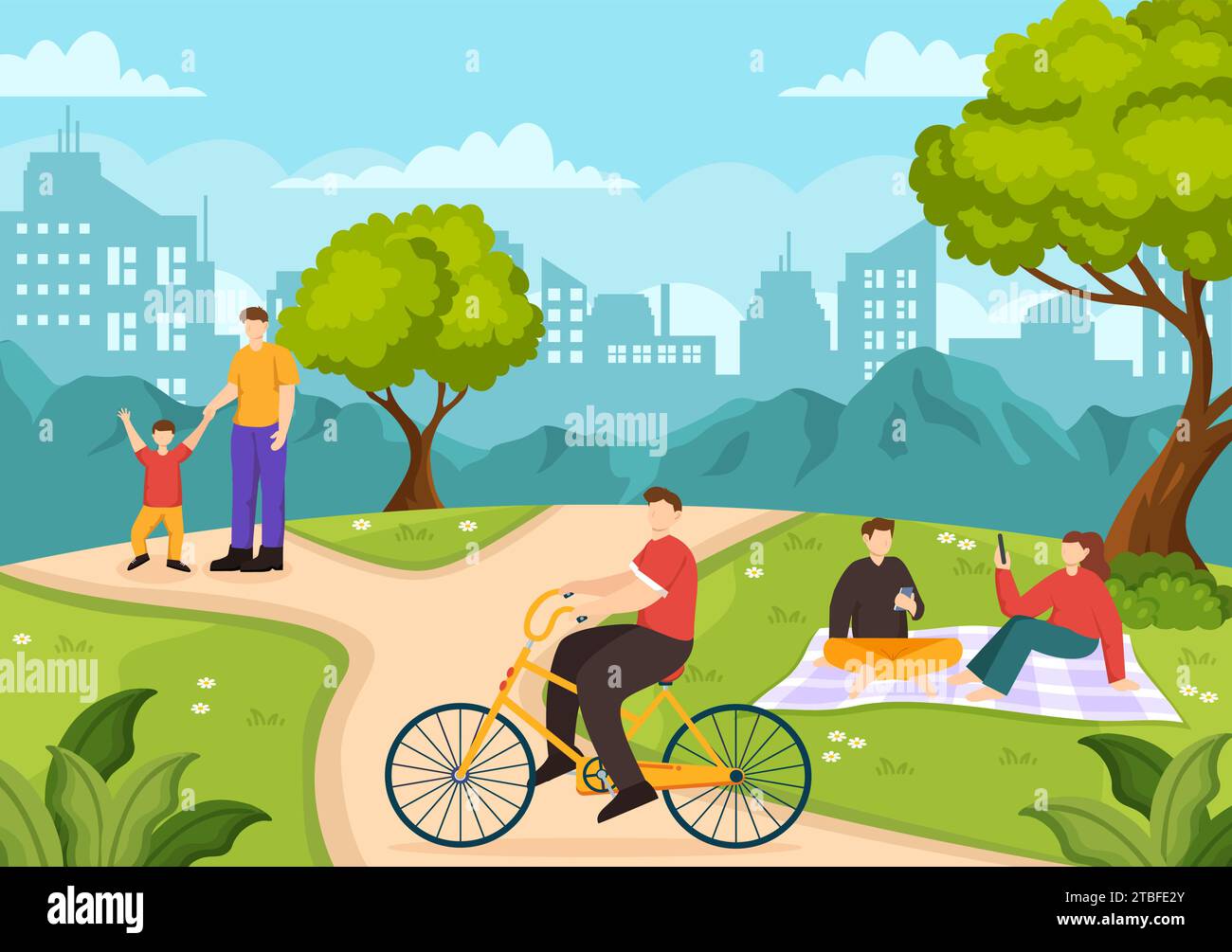Outdoor Activity Vector Illustration with Relaxing on a Picnic, Leisure ...
