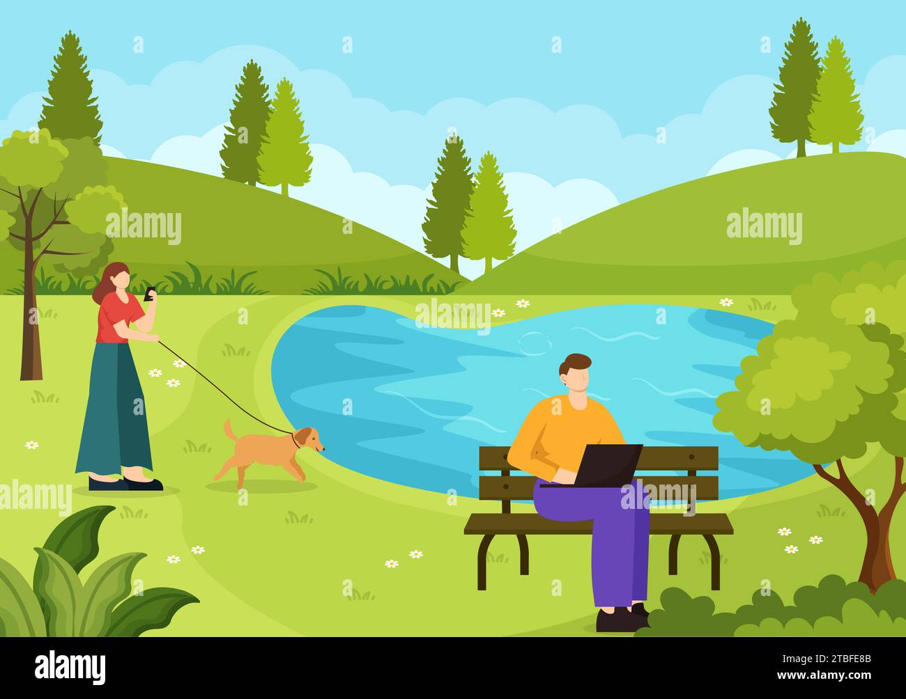 Outdoor Activity Vector Illustration with Relaxing on a Picnic, Leisure ...