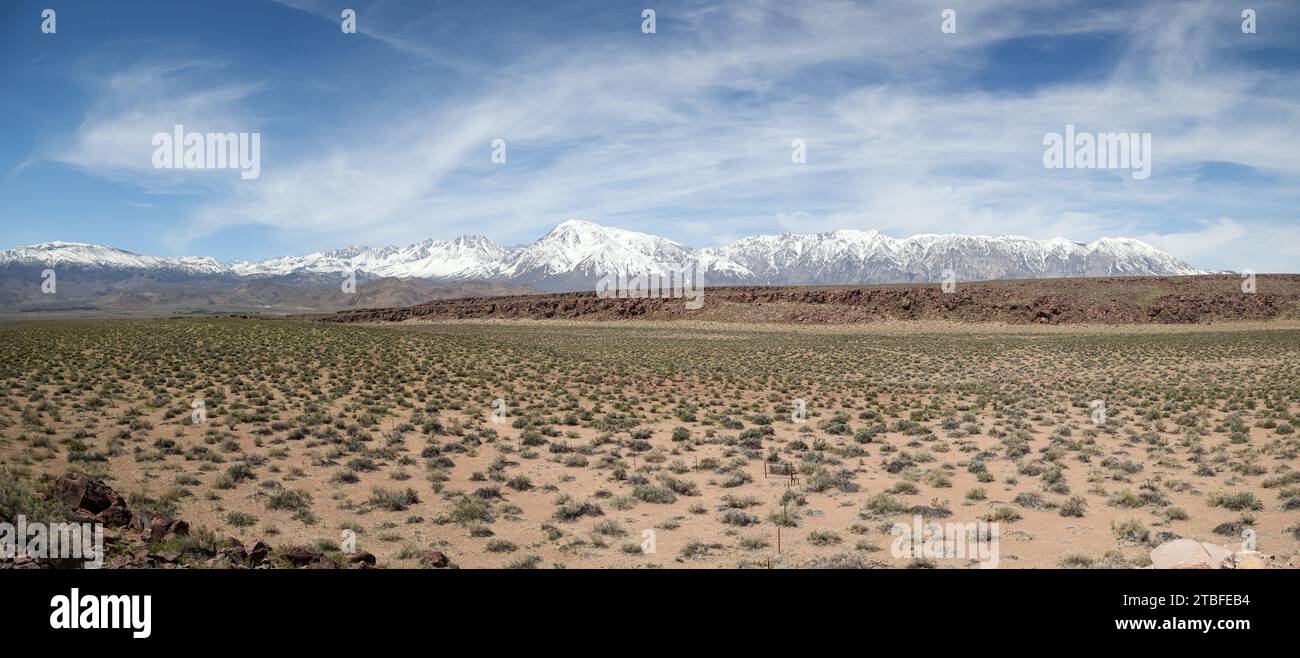 Aerial view of the Nevada mountain range in the Eastern Sierra region ...