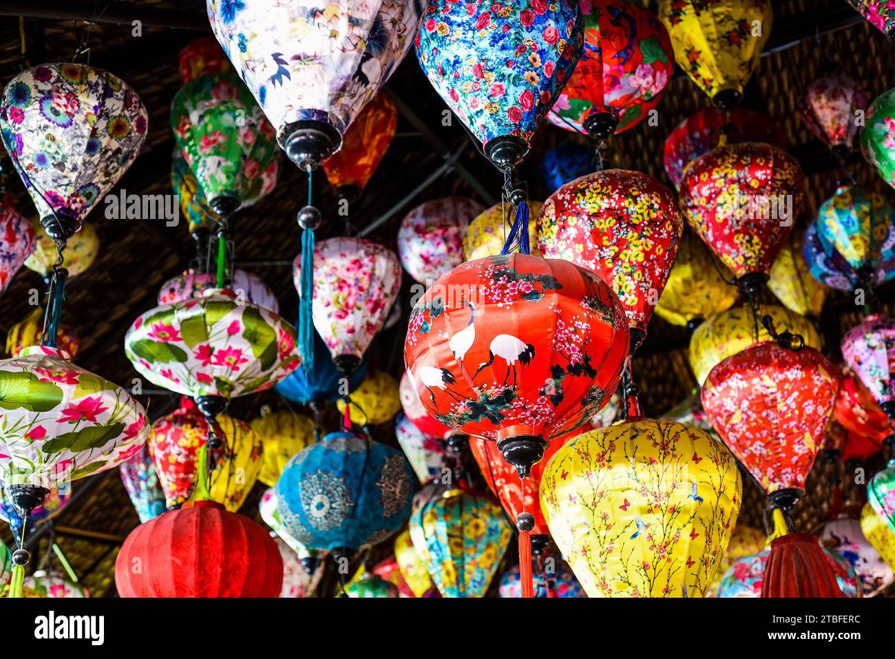 Many colorful lanterns hanging in Vietnam for Tet Lunar New Year Stock ...