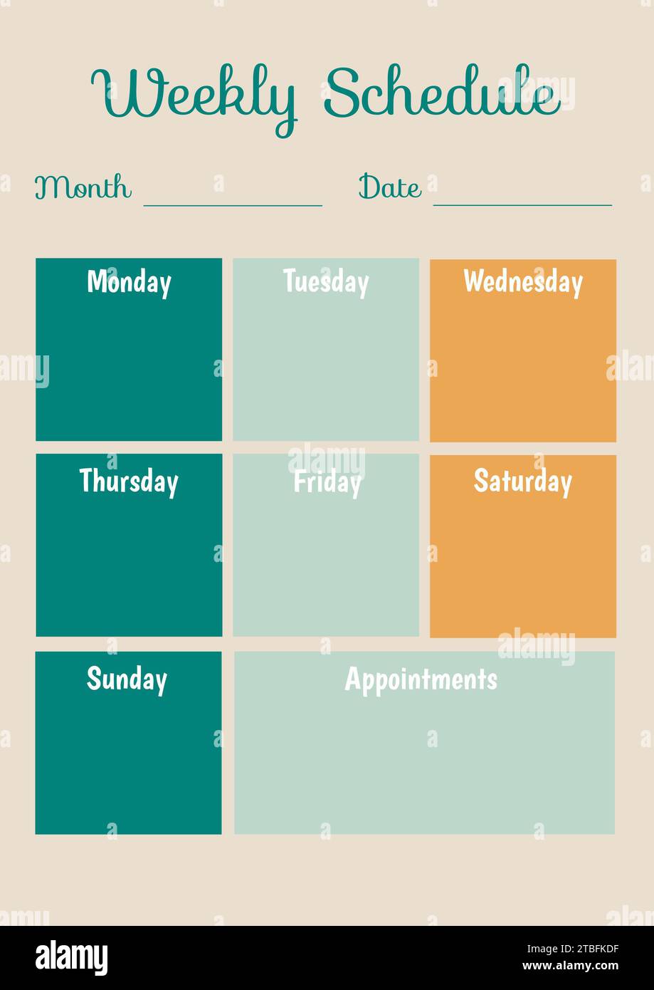 Composition of weekly planner text with week days and copy space on ...