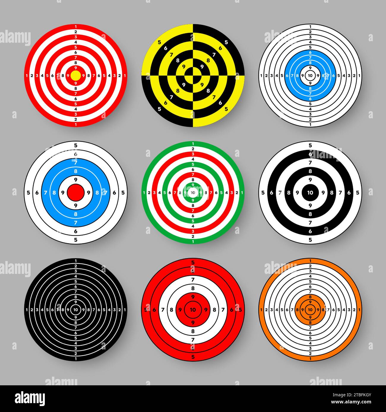 Shooting range paper targets. Round target with divisions, marks and ...