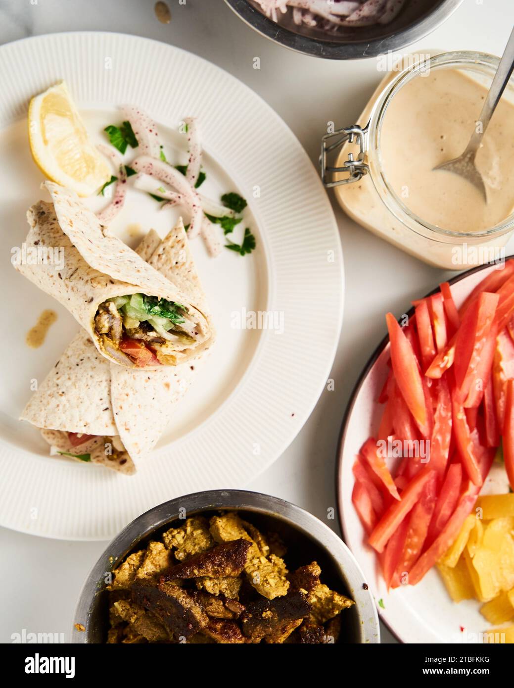 Beef and Lamb Lebanese style shawarma with onions, greens and ...