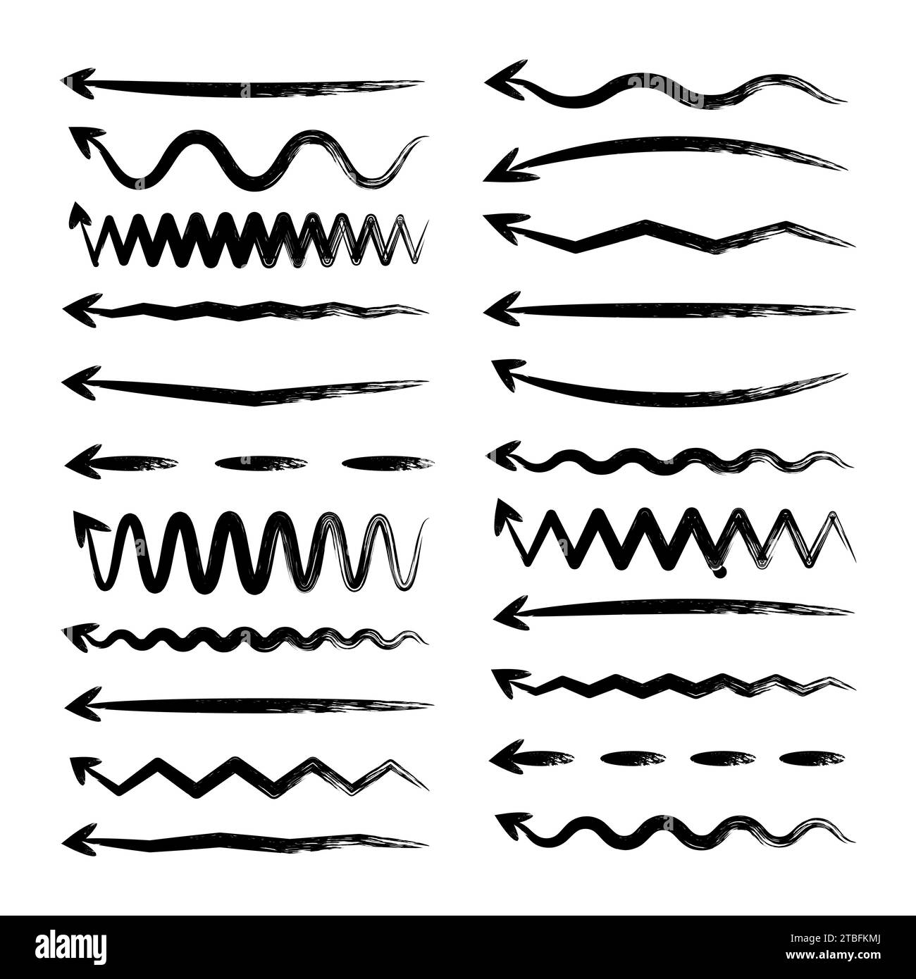Grunge hand drawn arrows, highlighter lines. Marker stroke, brush pen ...
