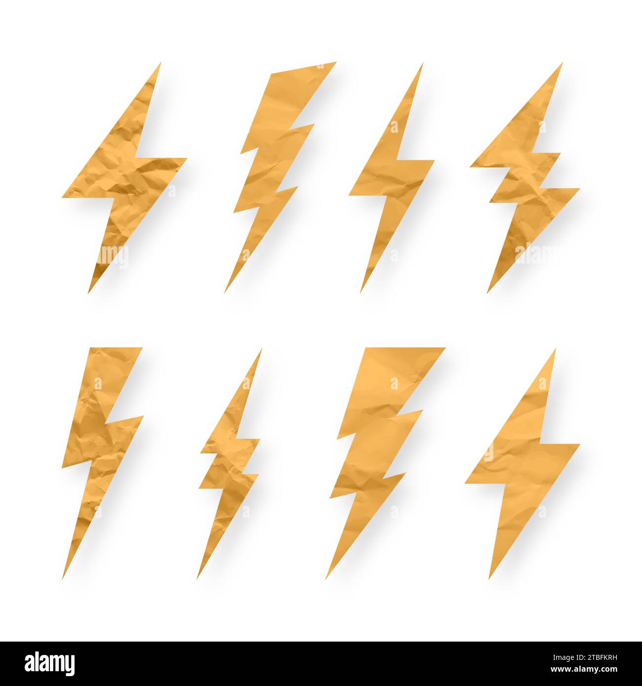 Lightning bolt, crumpled paper texture, cardboard. Flash symbol ...