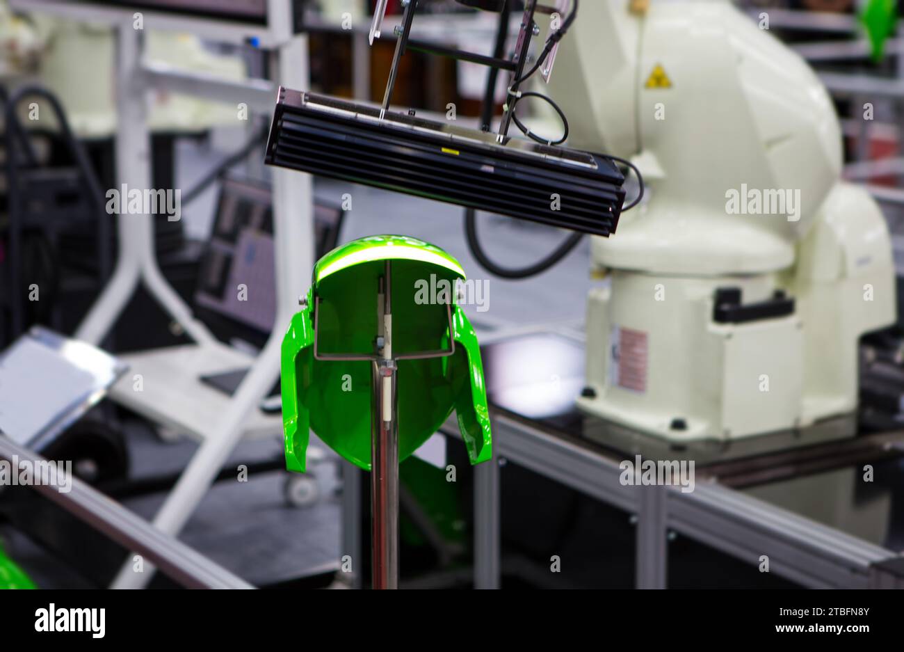 Automated robotic inspecting motorcycle parts. Automotive industry ...