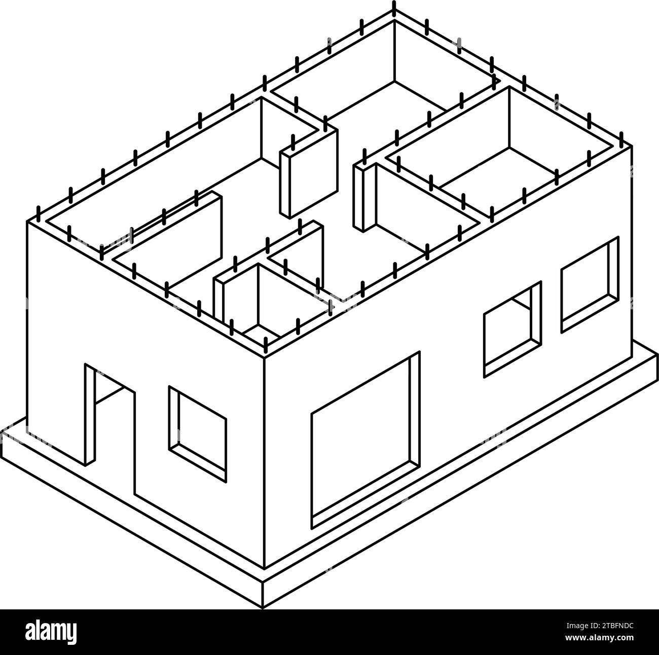 Illustrative illustration of building structure, isometric illustration ...