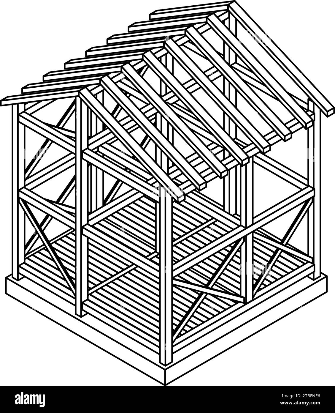 Illustration of building structure, isometric illustration of steel ...