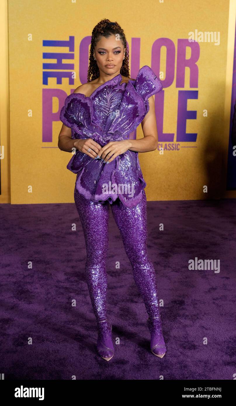Singer Andra Day poses at the premiere of the film "The Color Purple ...