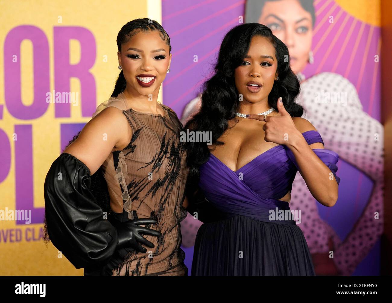 Gabriella Wilson, right, a cast member in "The Color Purple," poses ...
