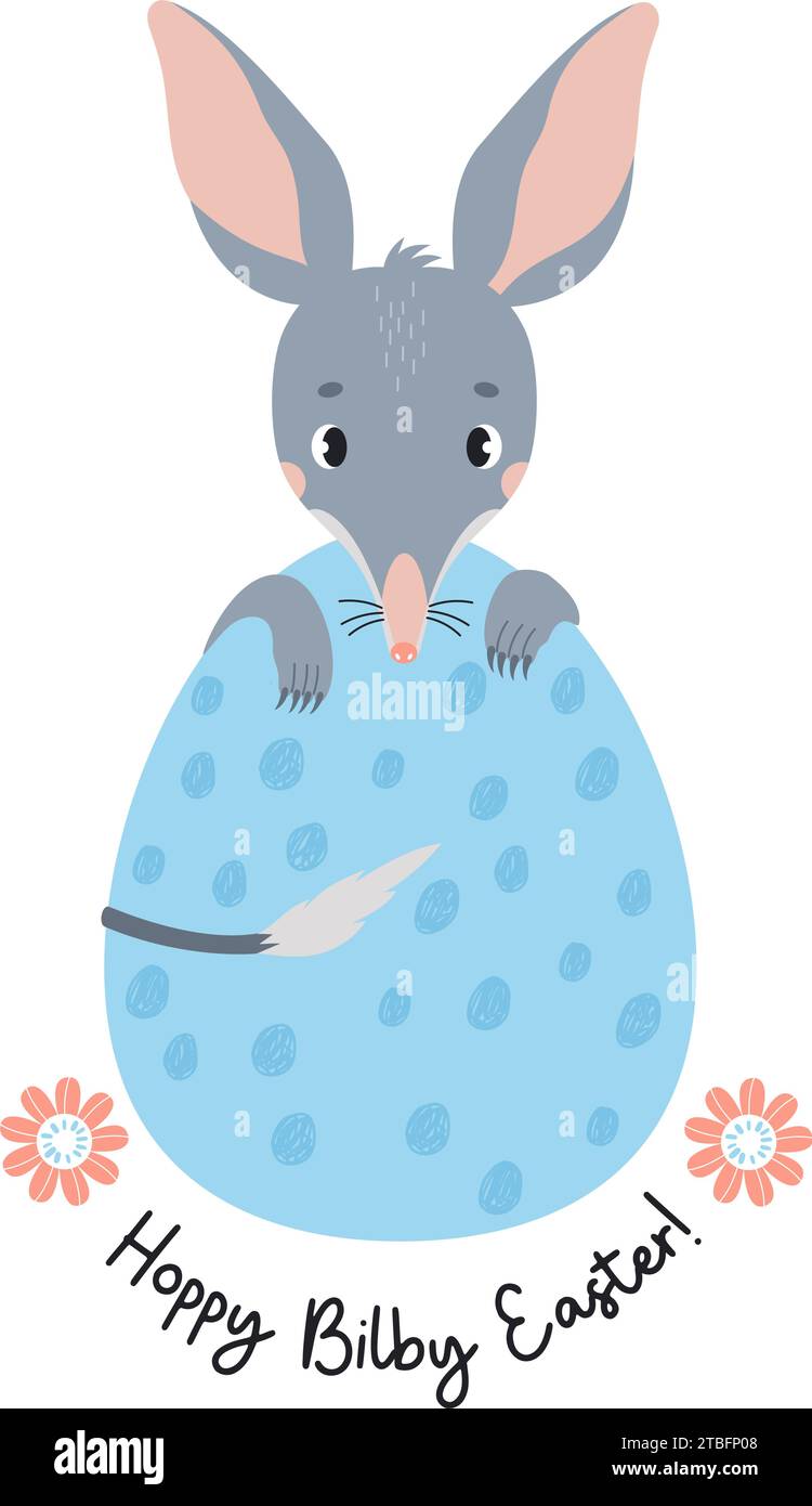 Cute Easter bilby in egg. Australian animal is wild mammal. Easter ...