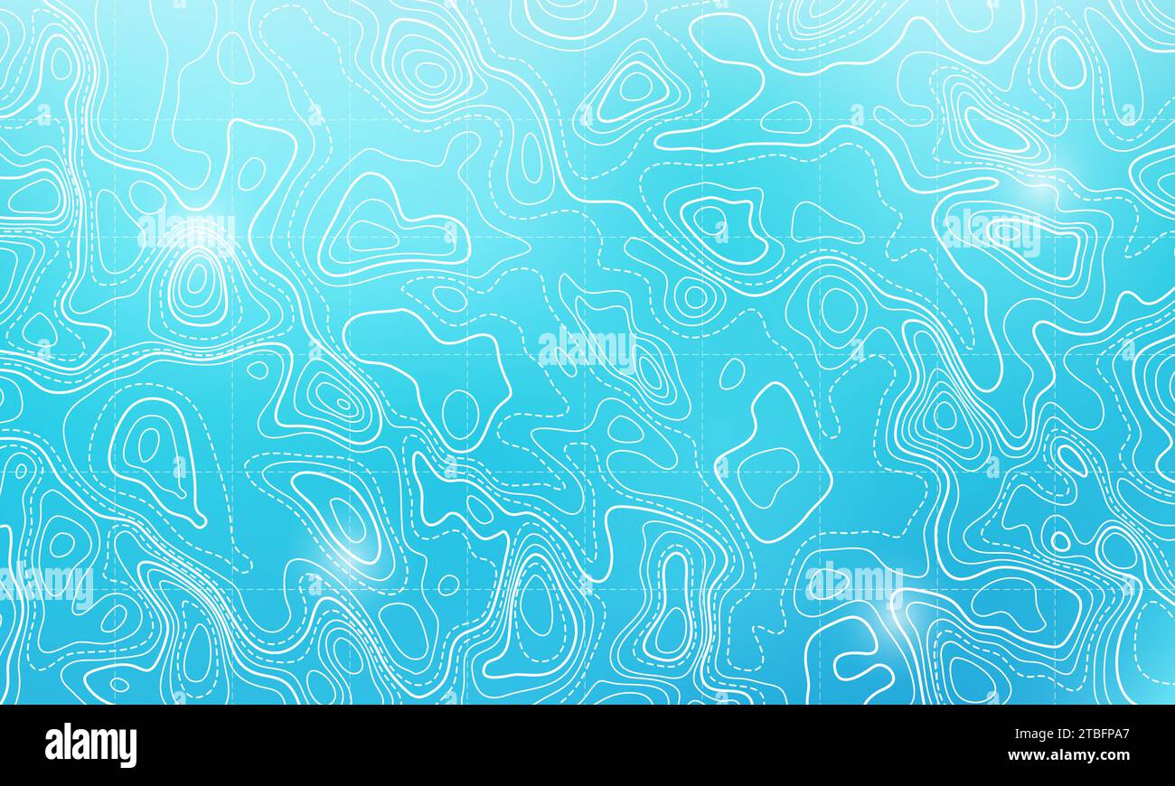 Ocean bottom topographic line map curvy wave isolines vector ...