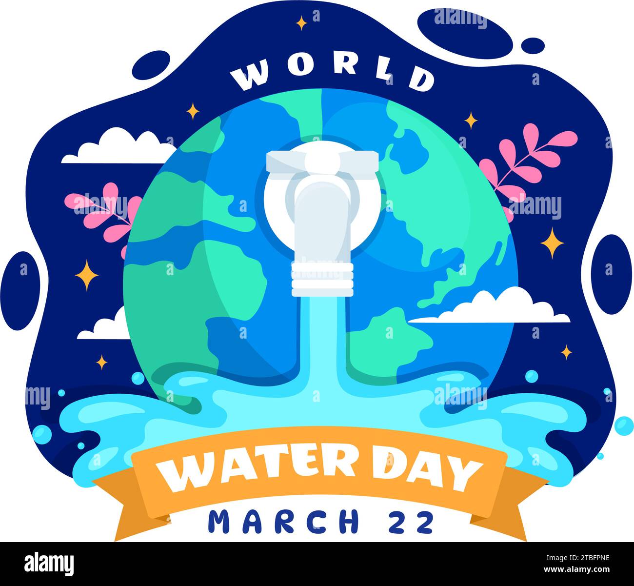 World Water Day Vector Illustration on 22 March with Waterdrop and Taps ...