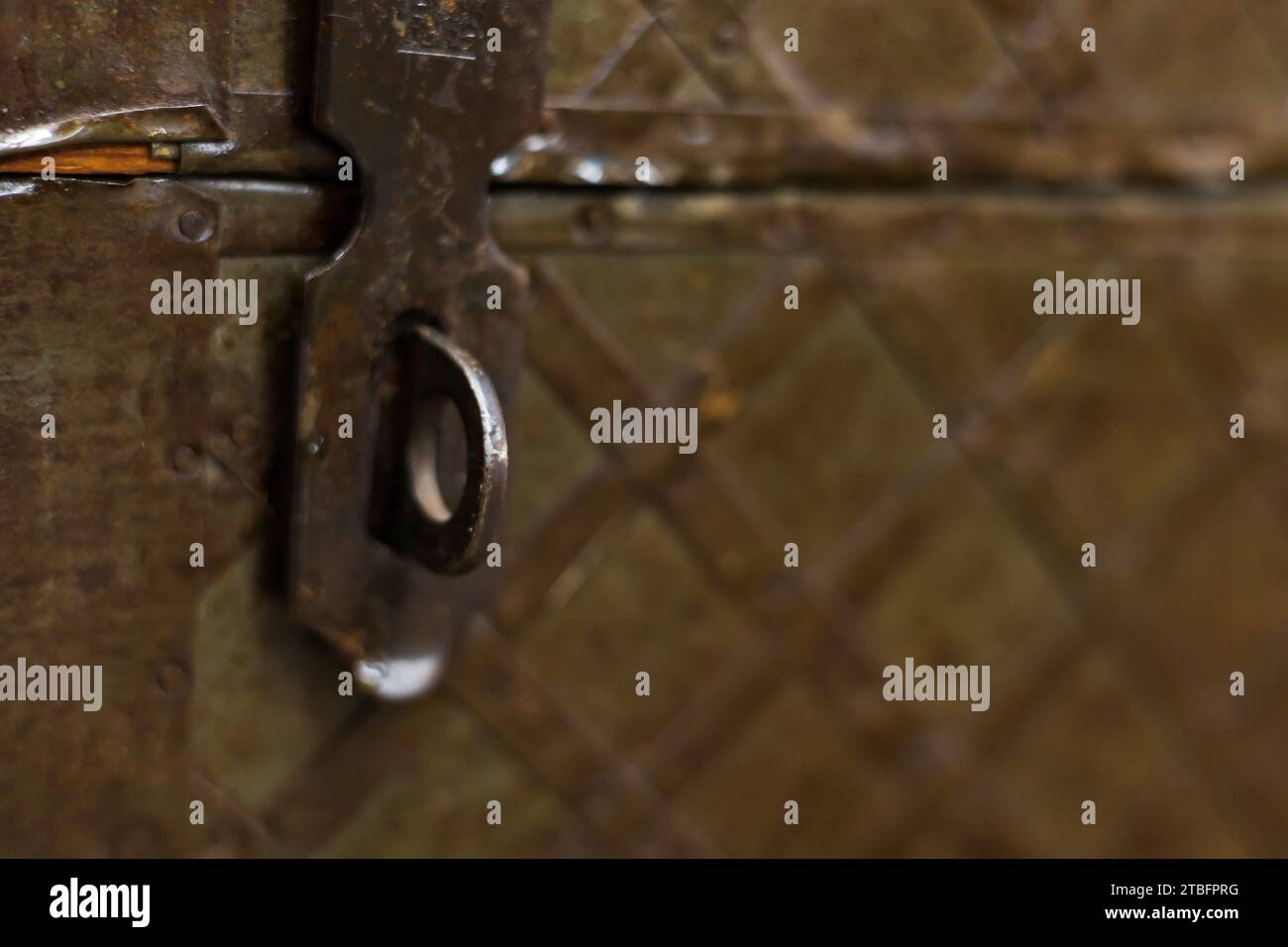Landscape Brown Box Iron Padlock. Golden Iron Padlock Locking a Brown ...