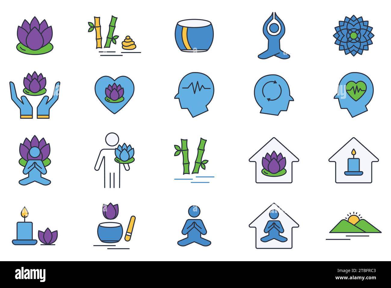 meditation icon set. lotus flower, yoga, meditation, mandala, zen ...