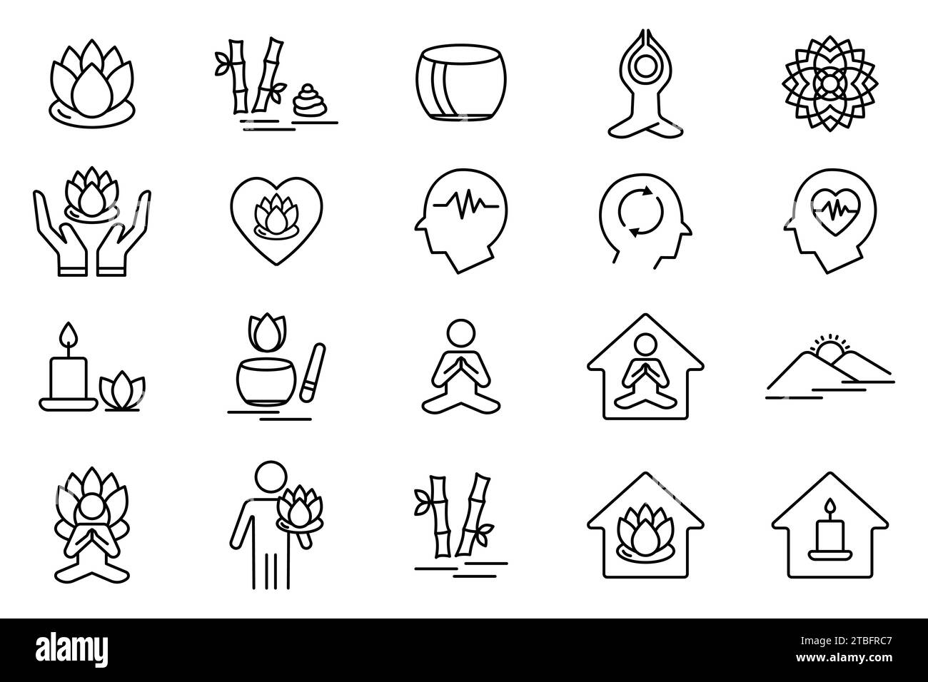 meditation icon set. lotus flower, yoga, meditation, mandala, zen ...