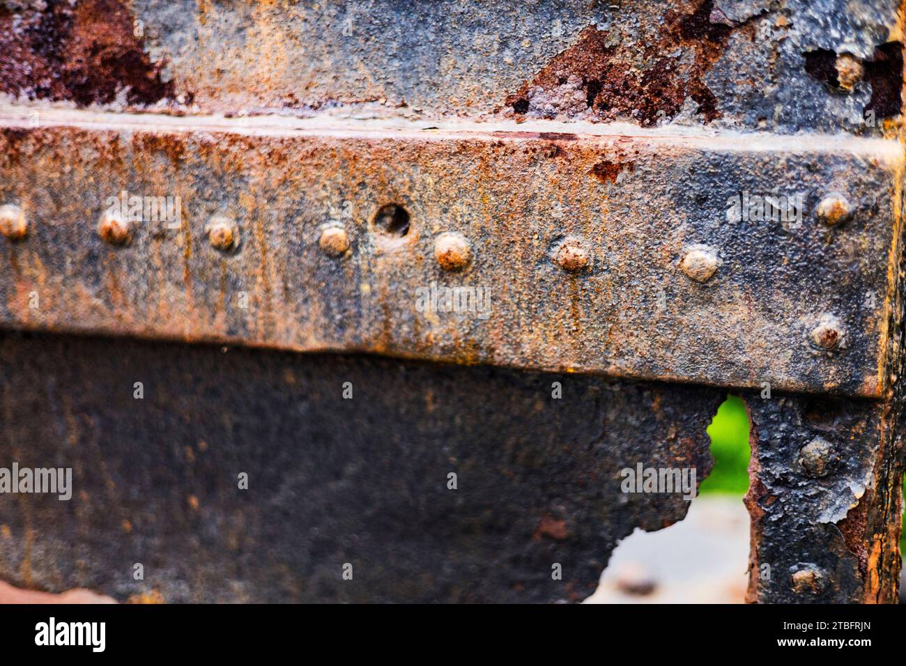 rusty iron. Fatal oxidation of metals. Rust in close-up. The metal is ...