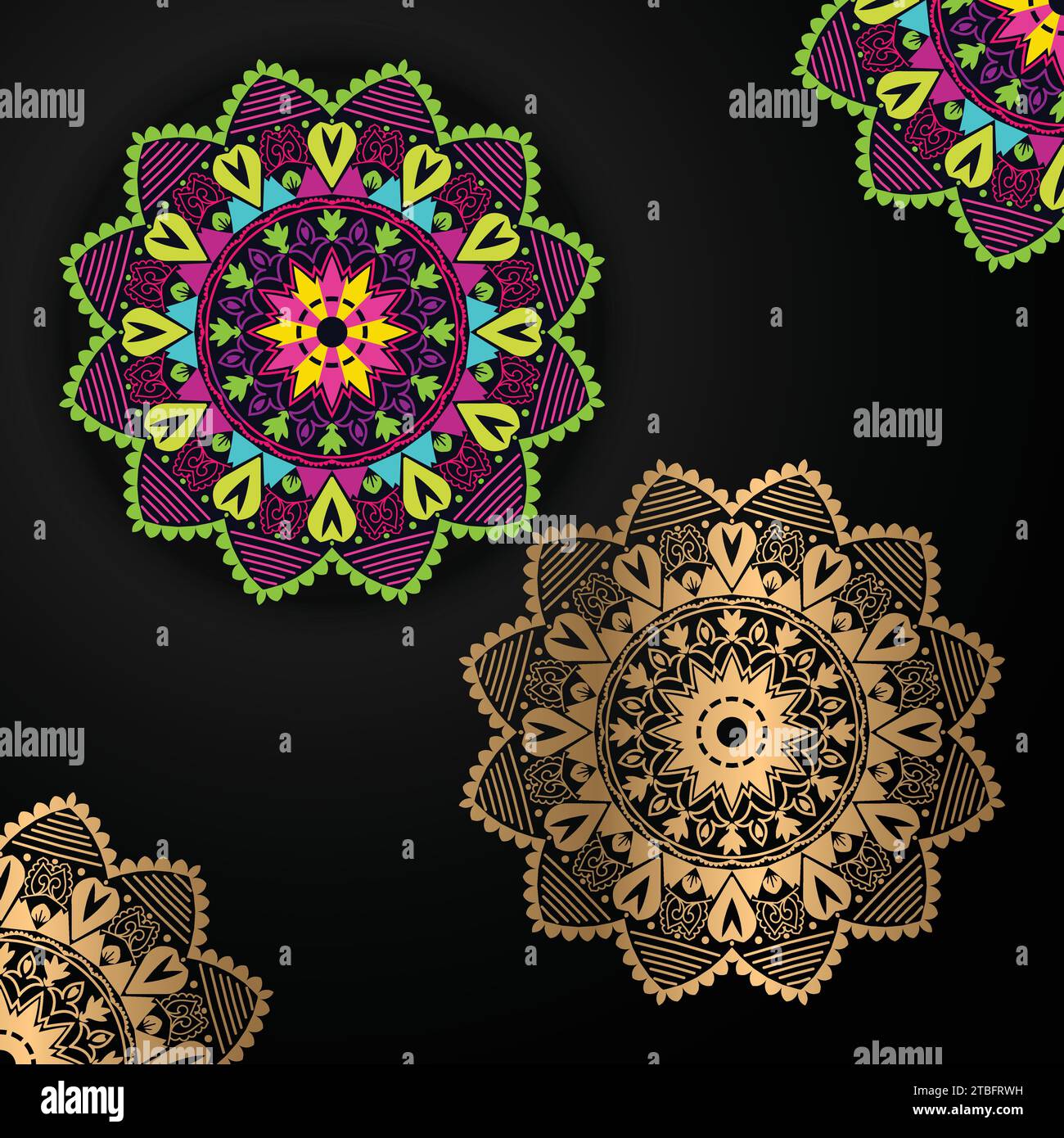 Luxury Colorful Islamic Mandala Background Design Or Mandala fractal ...
