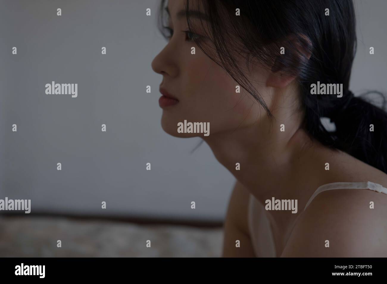 Woman with depressed mood, home alone Stock Photo - Alamy