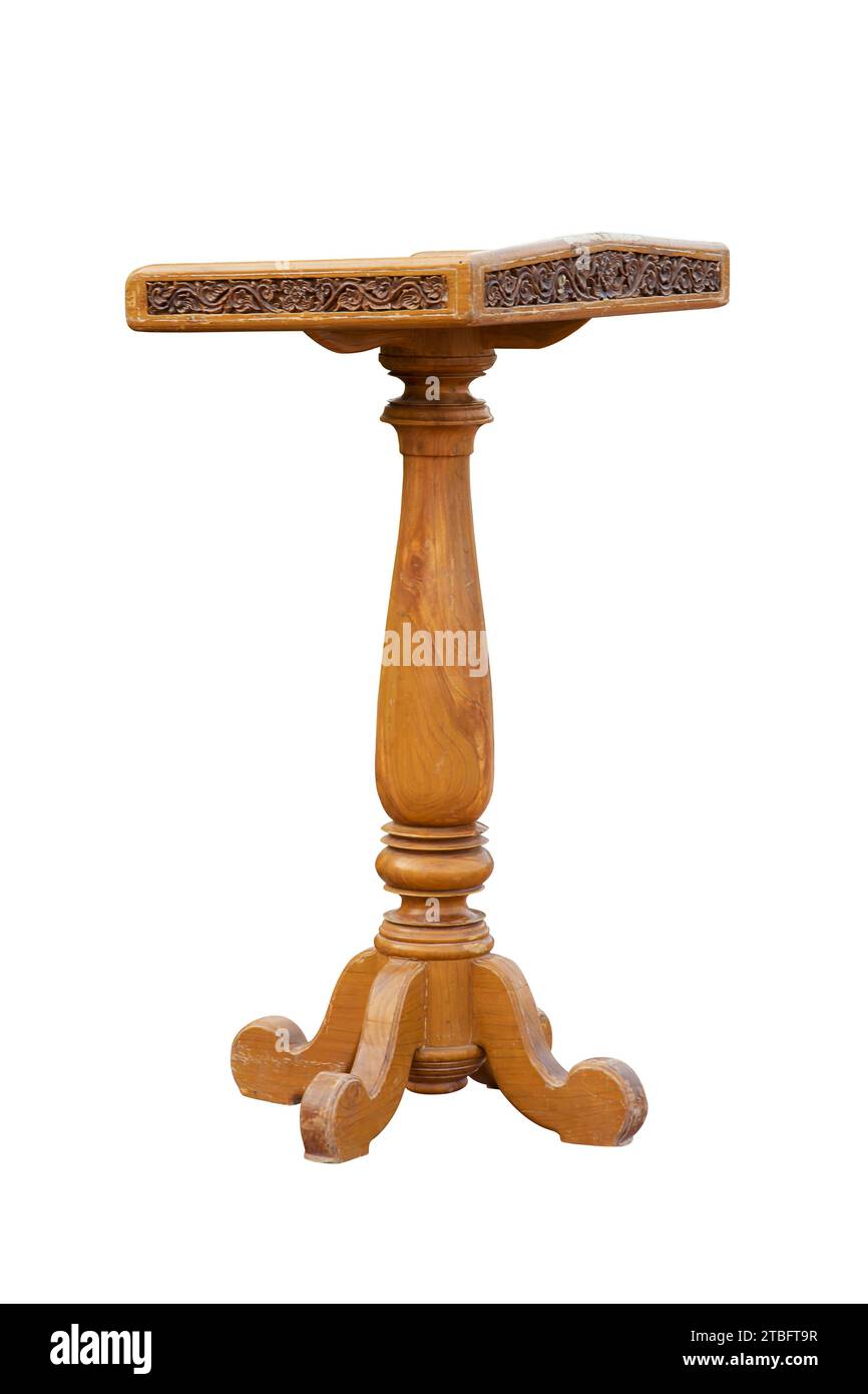 Wooden Podium Tribune Rostrum Stand Isolated on White Background, Work ...