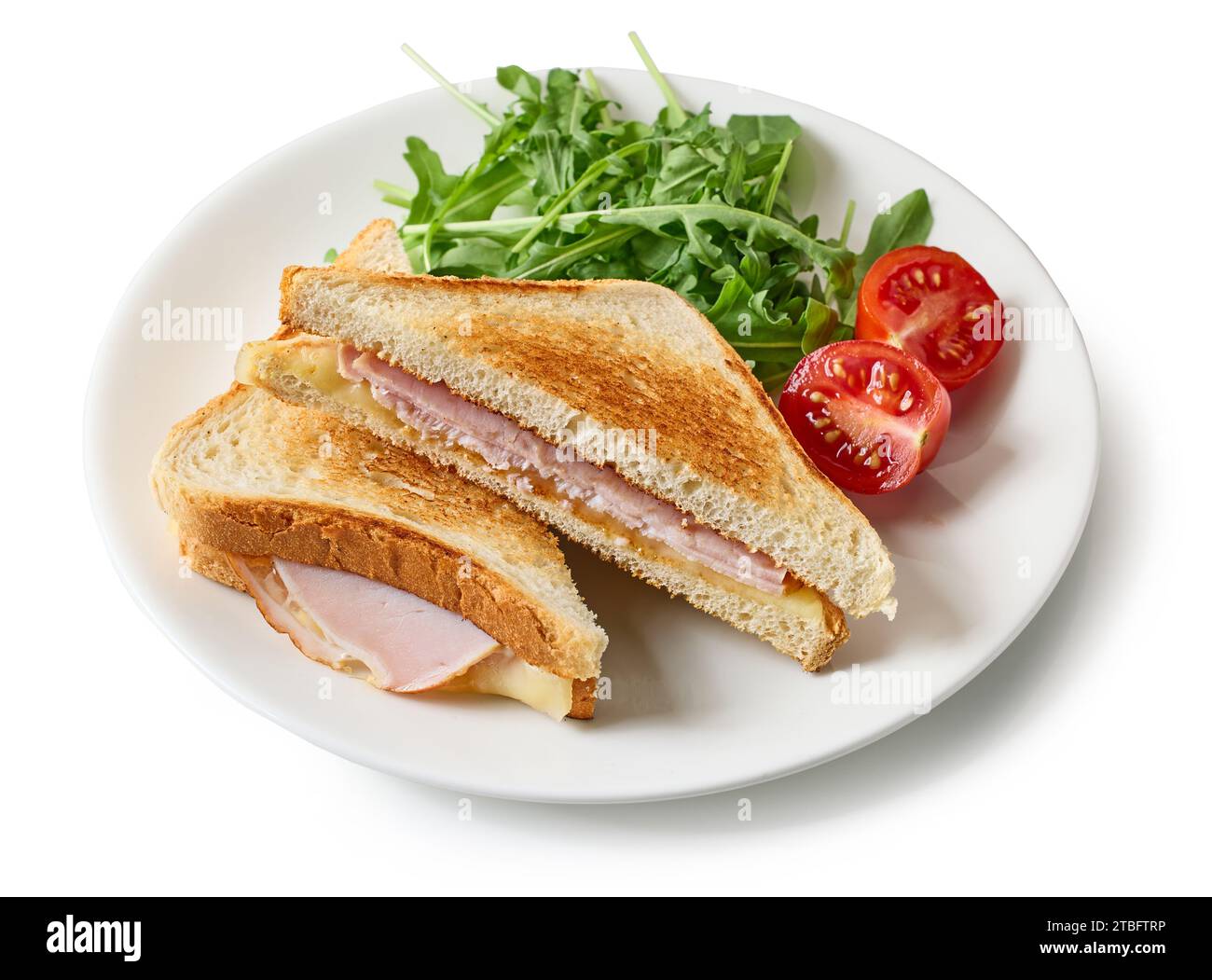 plate of ham and cheese sandwich toast isolated on white background ...