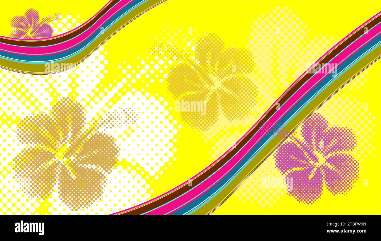 tropical hawaiian flowers colorful background banner illustration in ...