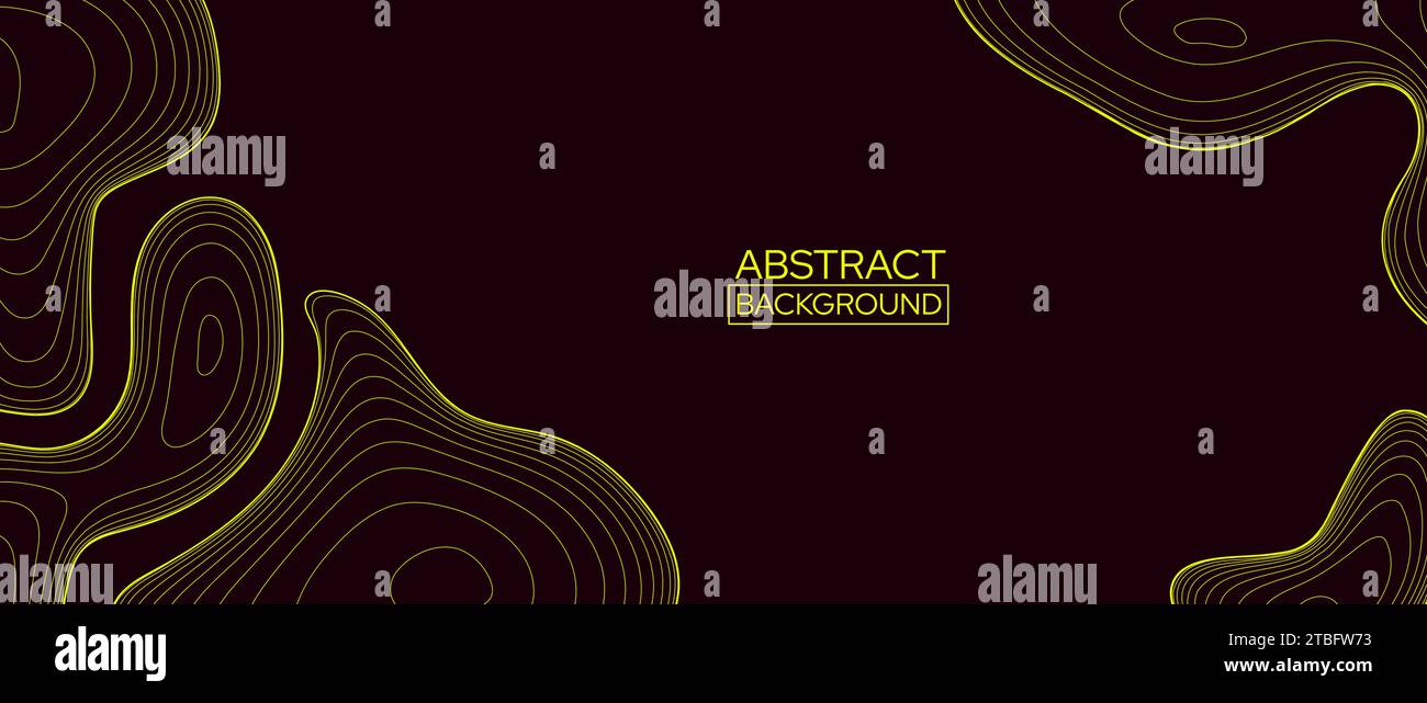 Black abstract line background. Topographic contour map concept. Yellow ...
