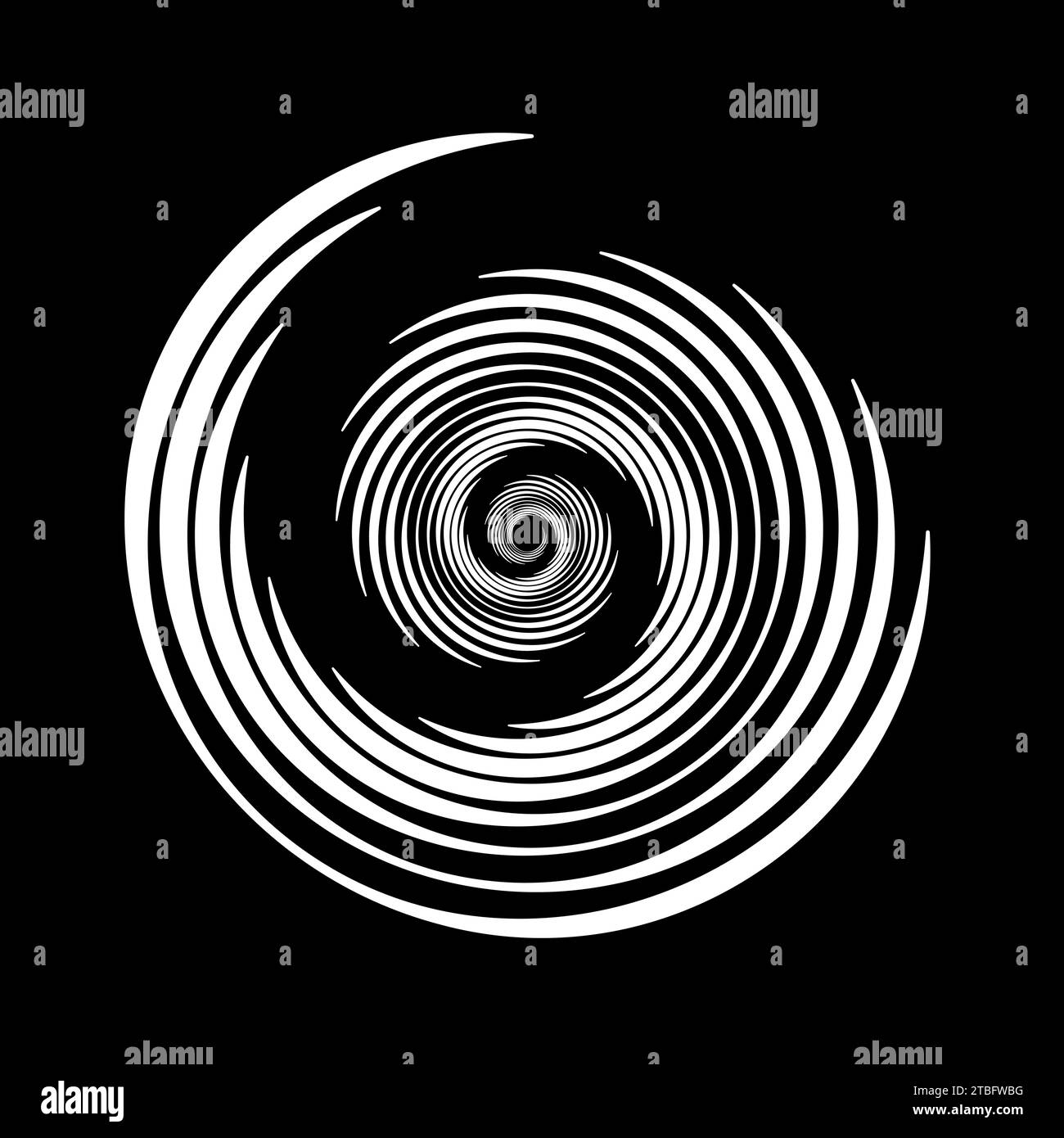 Spiral line element. Radial spinning stripes texture. Black and white ...