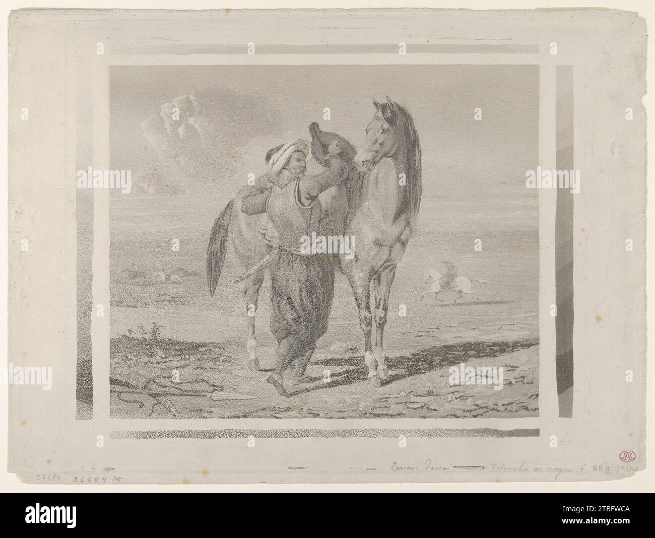 A Turk Saddling His Horse 1998 by Eugene Delacroix Stock Photo - Alamy