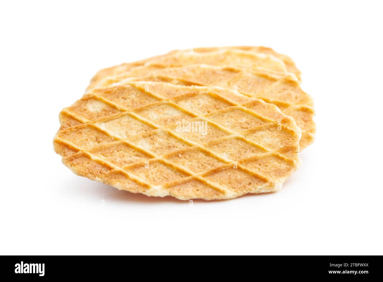 Round waffle biscuits isolated on the white background Stock Photo - Alamy