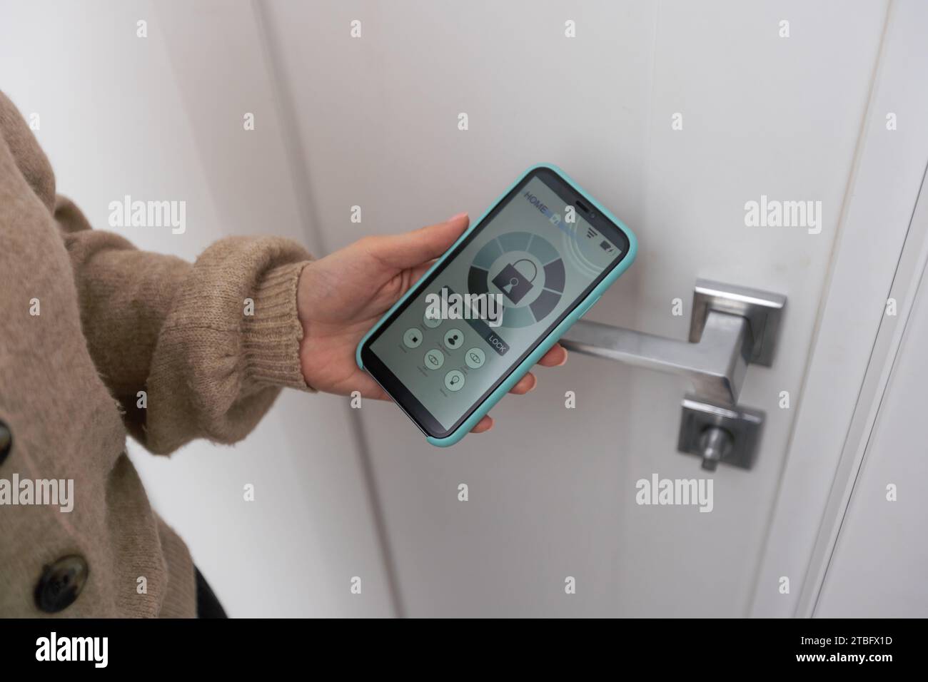 Hotel door security Unlocking by application on mobile phone. Digital ...
